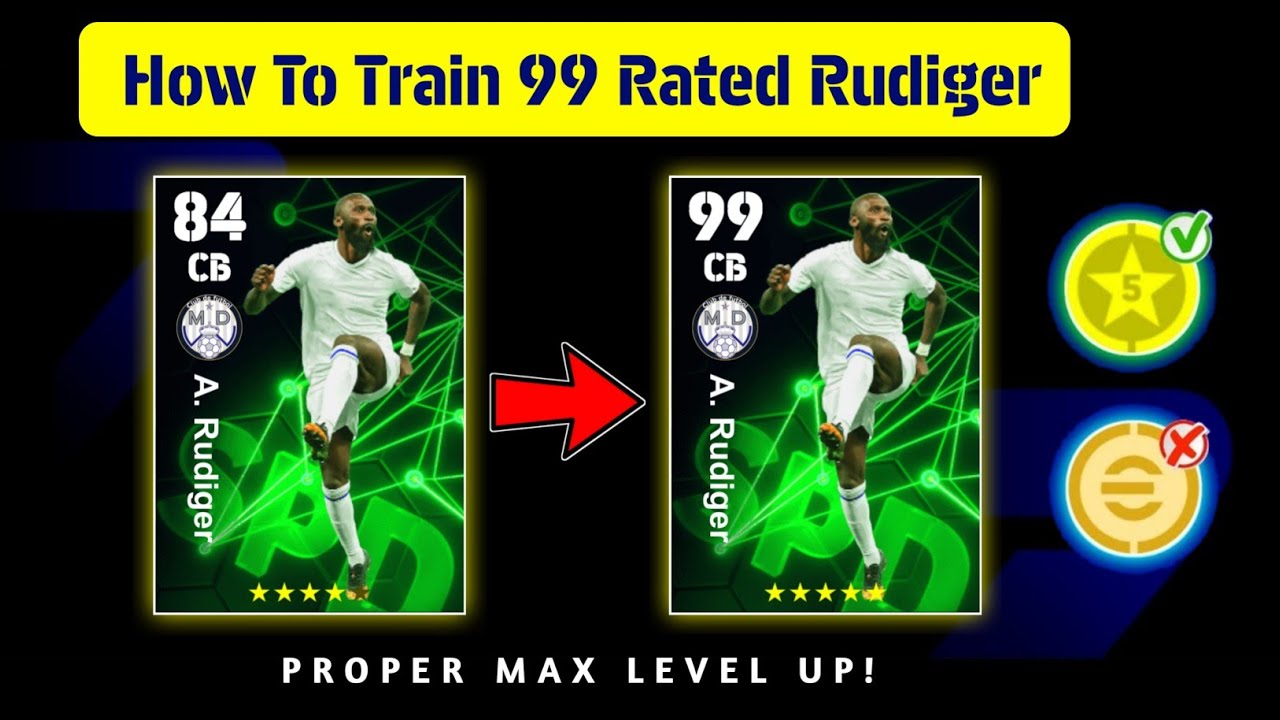 How To Train 99 Rated Rudiger In eFootball 2024 | Nominating Contract ...