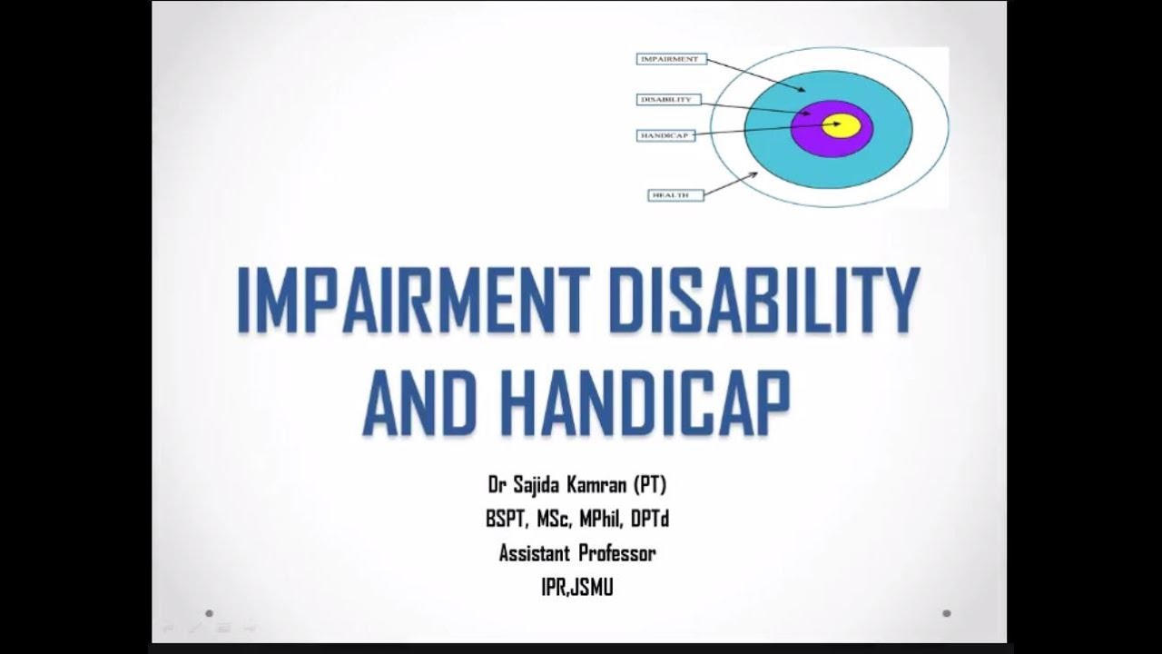 Understanding Impairment, Disability, and Handicap: What's the ...