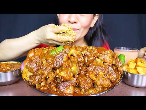 Eating Spicy Mutton Masala Curry/gravy with Rice #ASMR/EATING SHOW #BIG BITES #MUKBANG