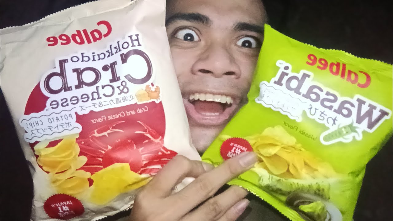 Calbee Hokkaido Crab & Cheese and Wasabi flavor Mukbang - YouTube