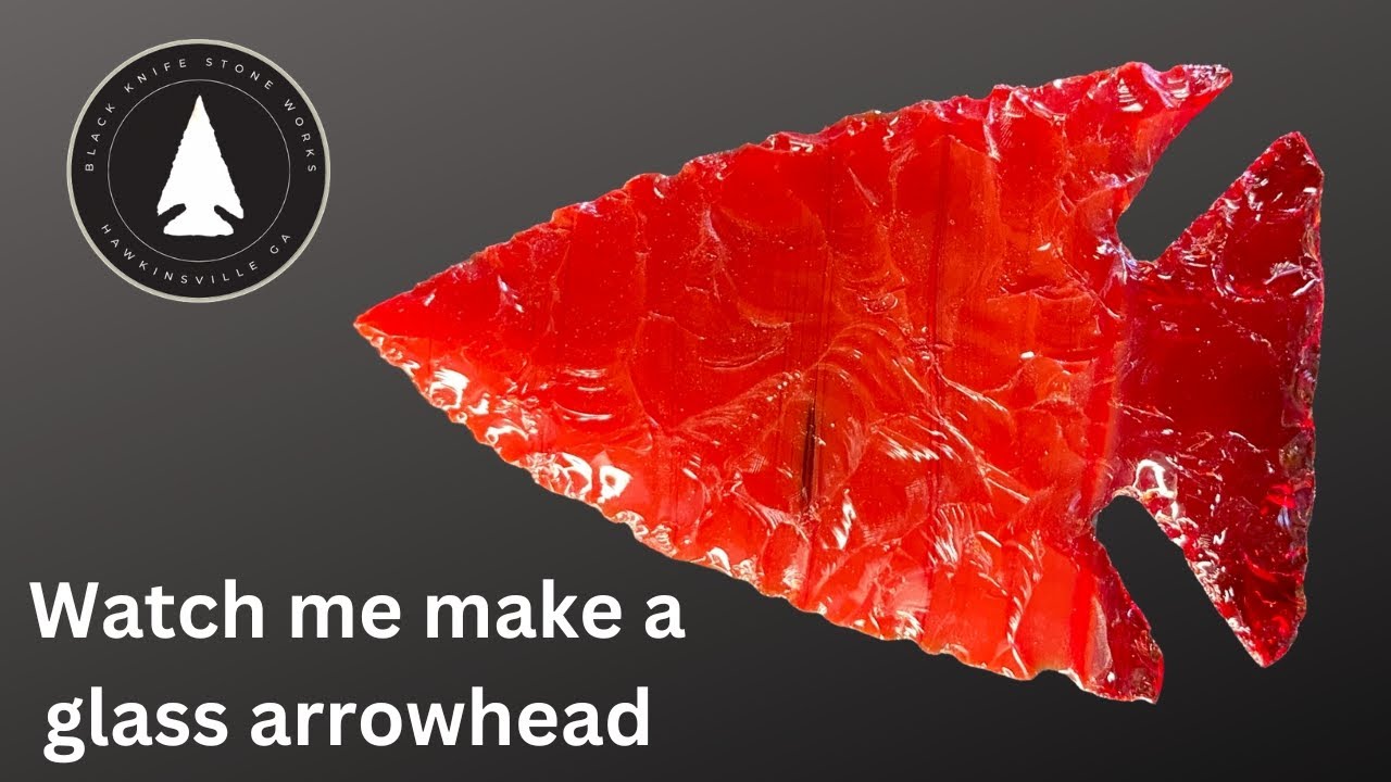 #flintknapping a #red #glass #arrowhead with copper tools. # ...