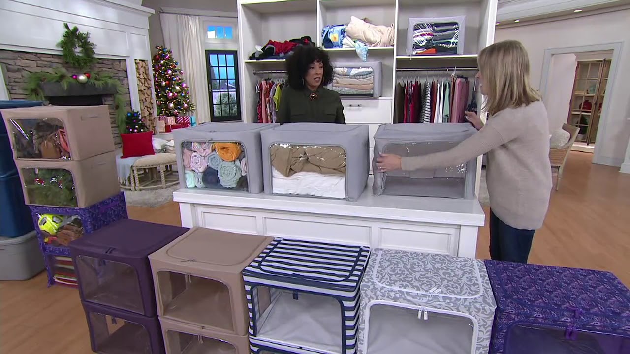 Periea Set of 2 Large Collapsible Storage Boxes on QVC - YouTube