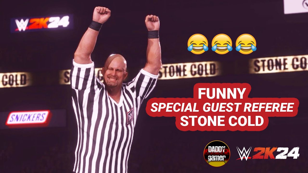 Stone Cold Funny Special Guest Referee 😂 WWE 2K24 - YouTube