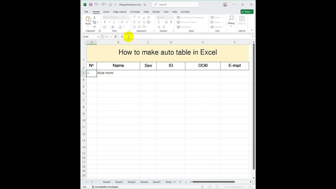 How to make auto row number table in Excel #excel #microsoftoffice #education #knowledge - YouTube