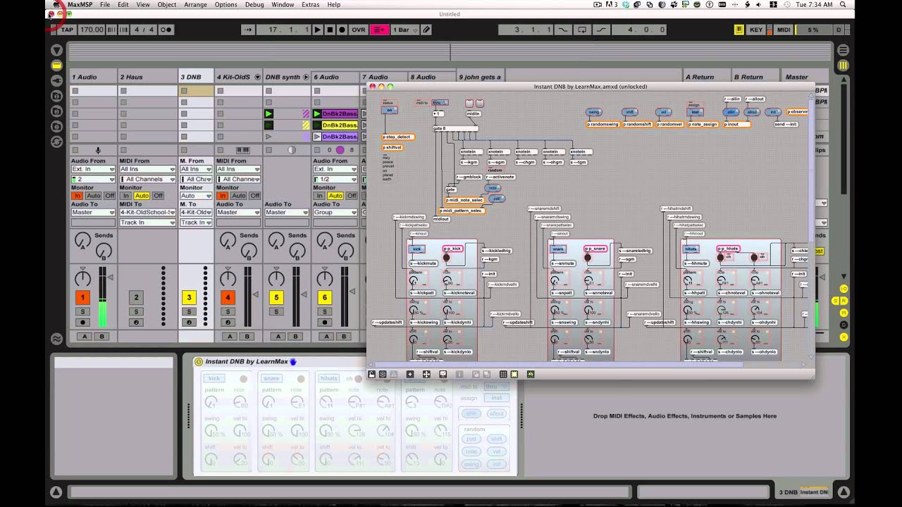 Learn Max for Ableton Live : MatrixCtrl and AlexKid's instant Haus to Drum & Bass pt 2 - YouTube
