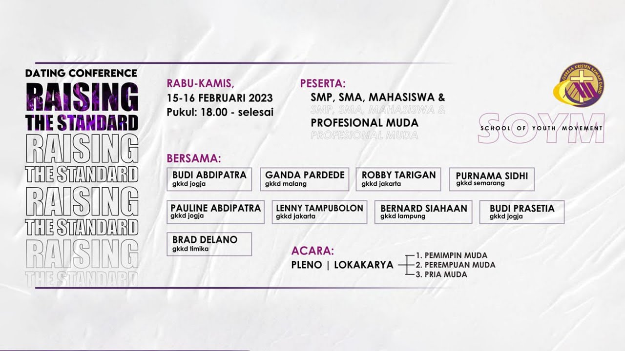 RAISING THE STANDARD - DATING CONFERENCE DAY 1 - SCHOOL OF YOUTH ...
