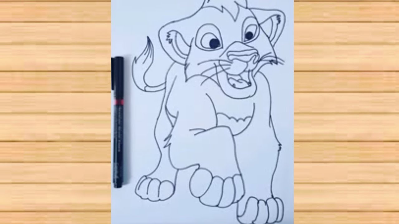 How to Draw Simba from The Lion King - Step by Step - YouTube