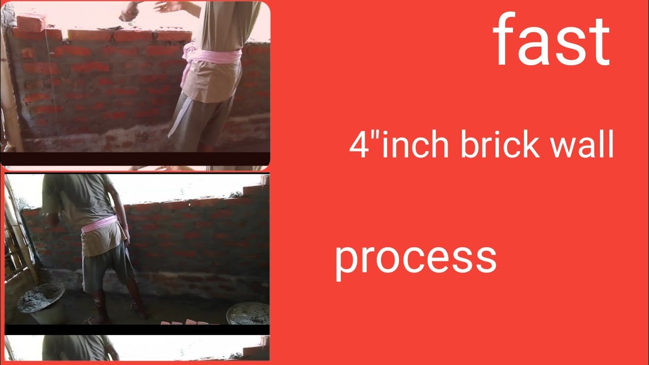 tachniques of brick wall process _4"inch brick wall || 4"inch eit ki diwar| using send cement ...