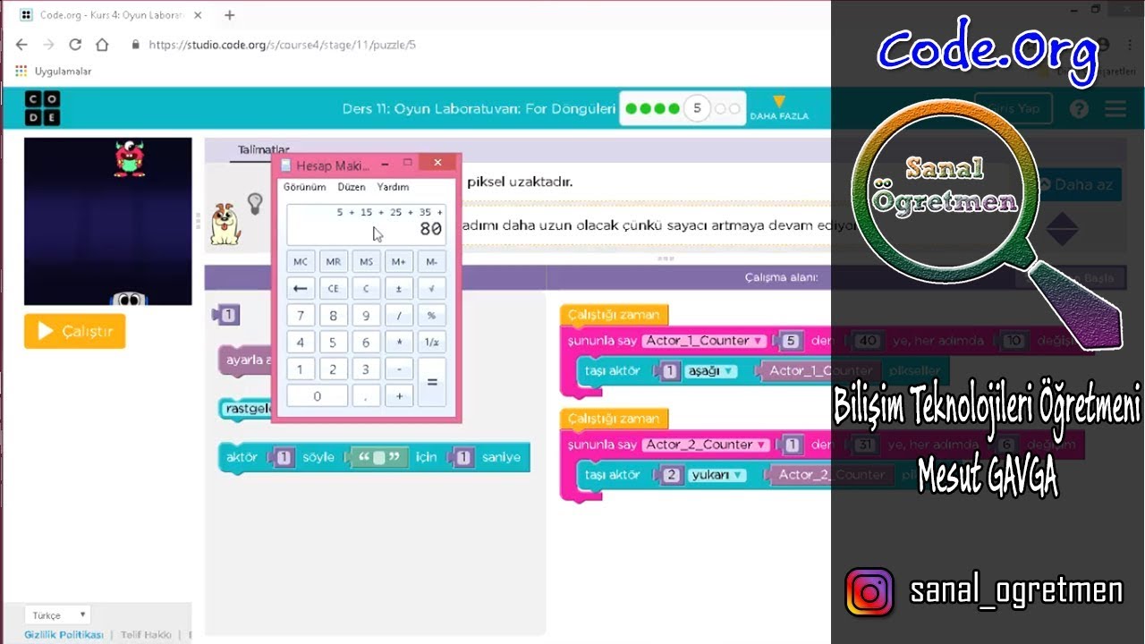 Code.Org Kurs 4 Ders 11 Oyun Laboratuvarı For Döngüleri - YouTube