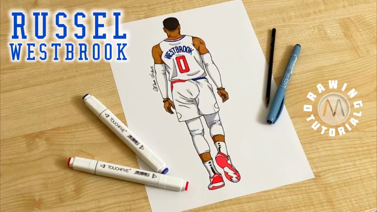 How to draw a basketball players / How to draw Russell Westbrook - YouTube