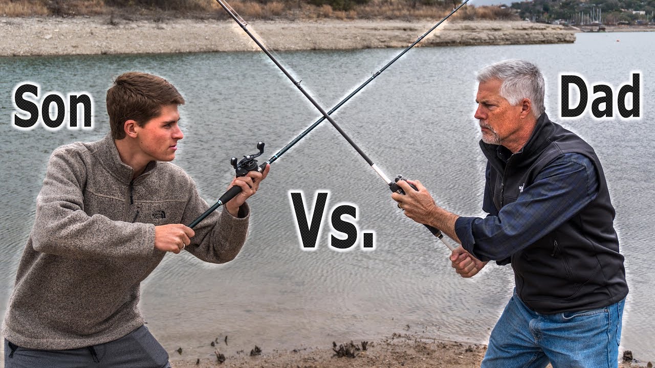 Father Vs. Son Fish off! Pond Fishing Challenge - YouTube