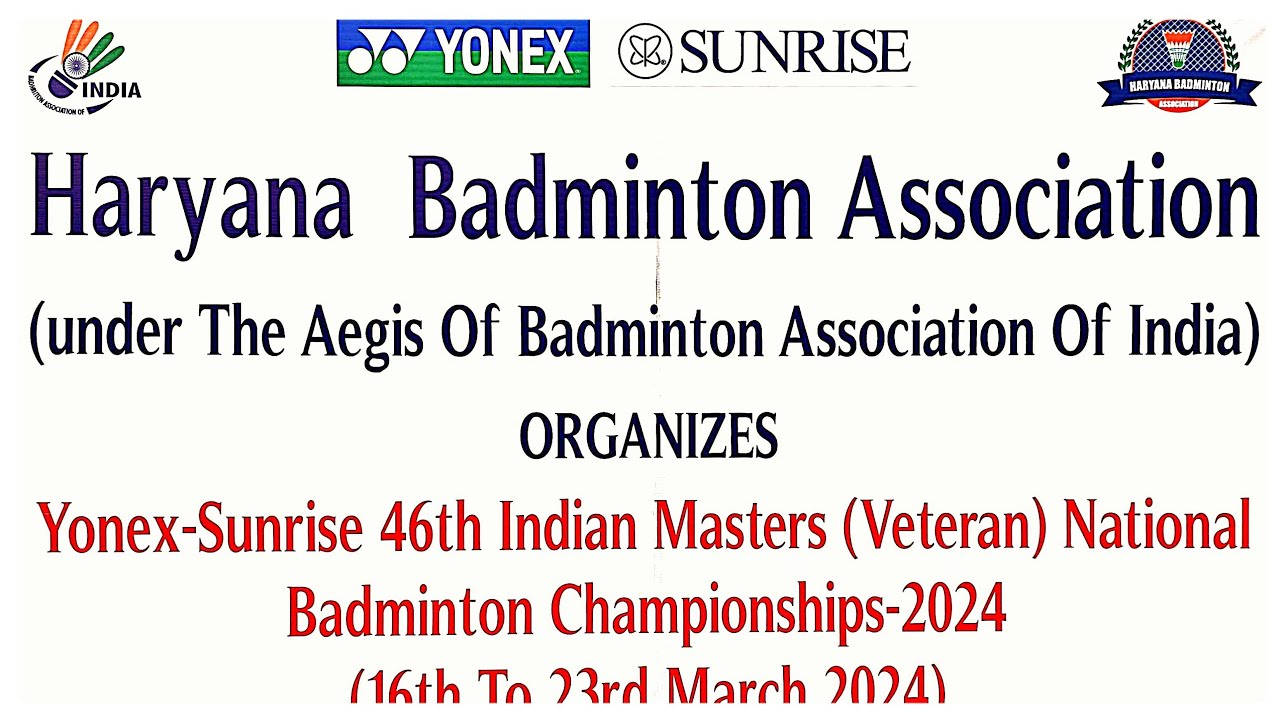 LIVE🔴YONEX-SUNRISE 46TH INDIAN VETERANS NATIONAL BADMINTON CHAMPIONSHIP ...