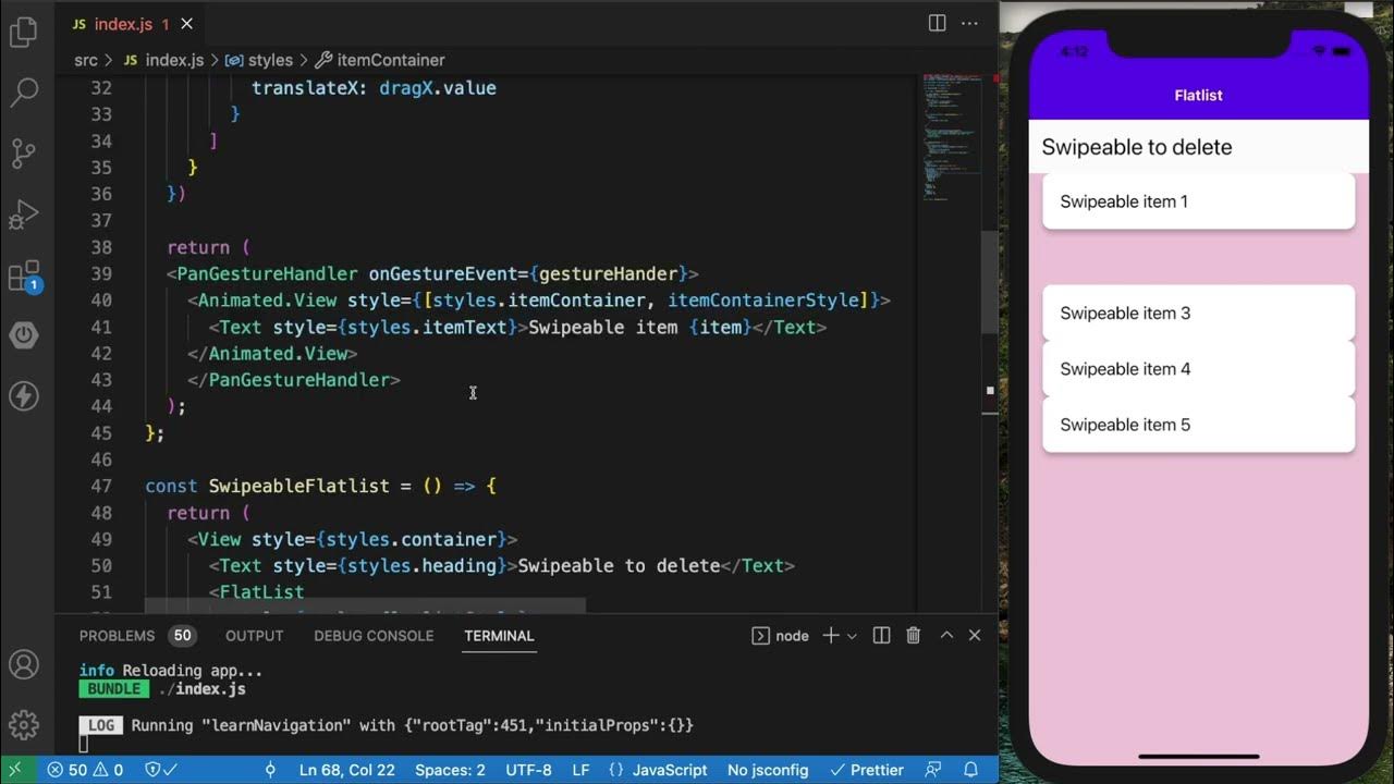 Flatlist Swipe To Delete Using React Native Reanimated React Native Tamil Part 5 Youtube