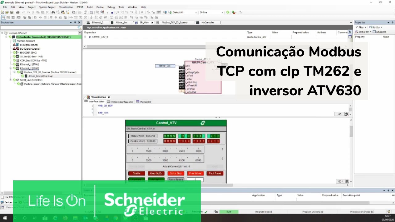 Comunicação Modbus TCP com clp TM262 e inversor ATV630 | Schneider ...