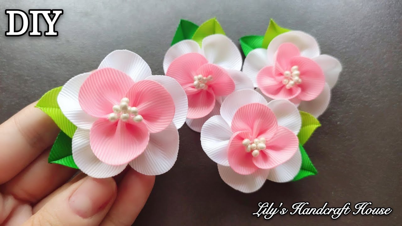 DIY grosgrain ribbon flower /手作/Mk/Flor de fita - YouTube