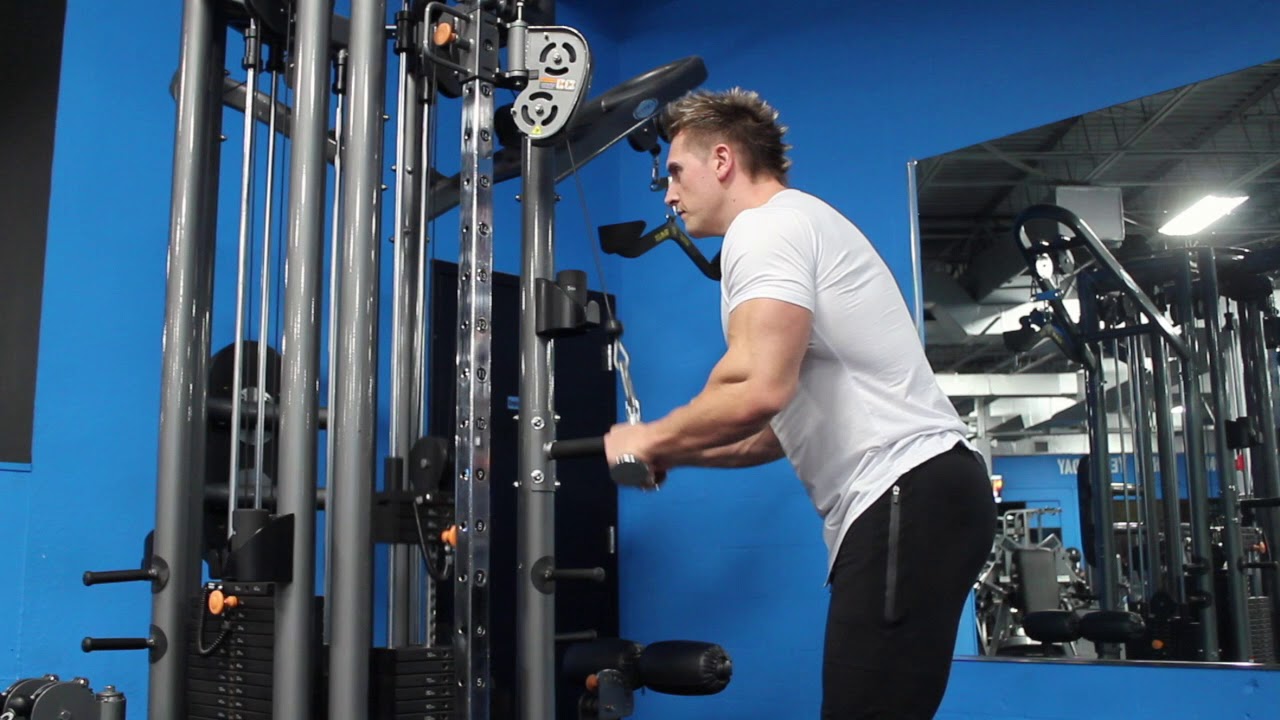Standing Cable Tricep Extension On V Bar - YouTube