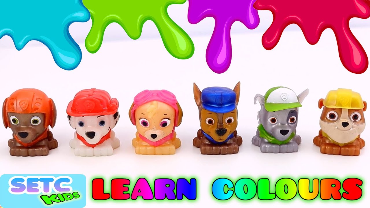 Learn Colors with Paw Patrol and Slime Chase Skye Rocky Marshall Rubble ...