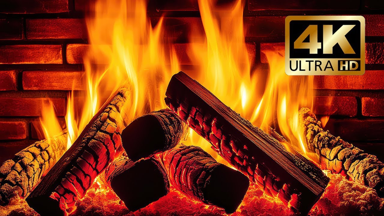 🔥 Soothing Fireplace Ambience: Winter Cabin with Glowing Logs and ...