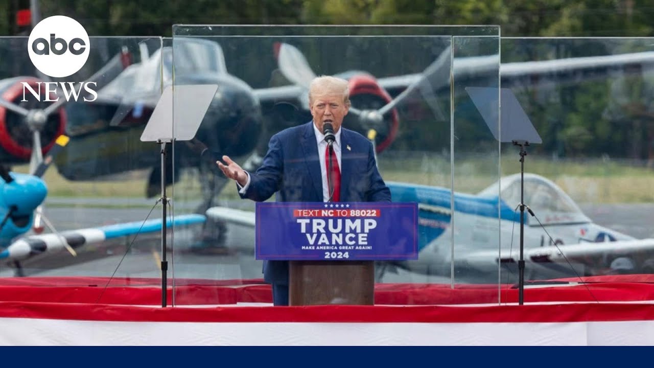 Trump delivers rally speech behind bulletproof glass in North Carolina ...