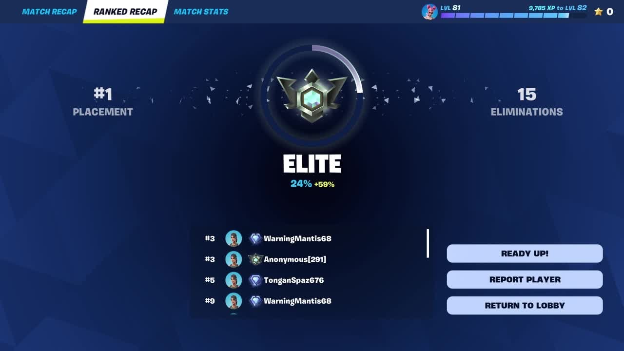 Fortnite rank up game 15 kill win (unedited) - YouTube