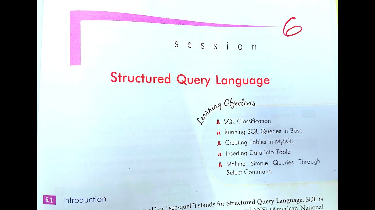 Structured Query Language Session 6 Information Technology Class 10th ...