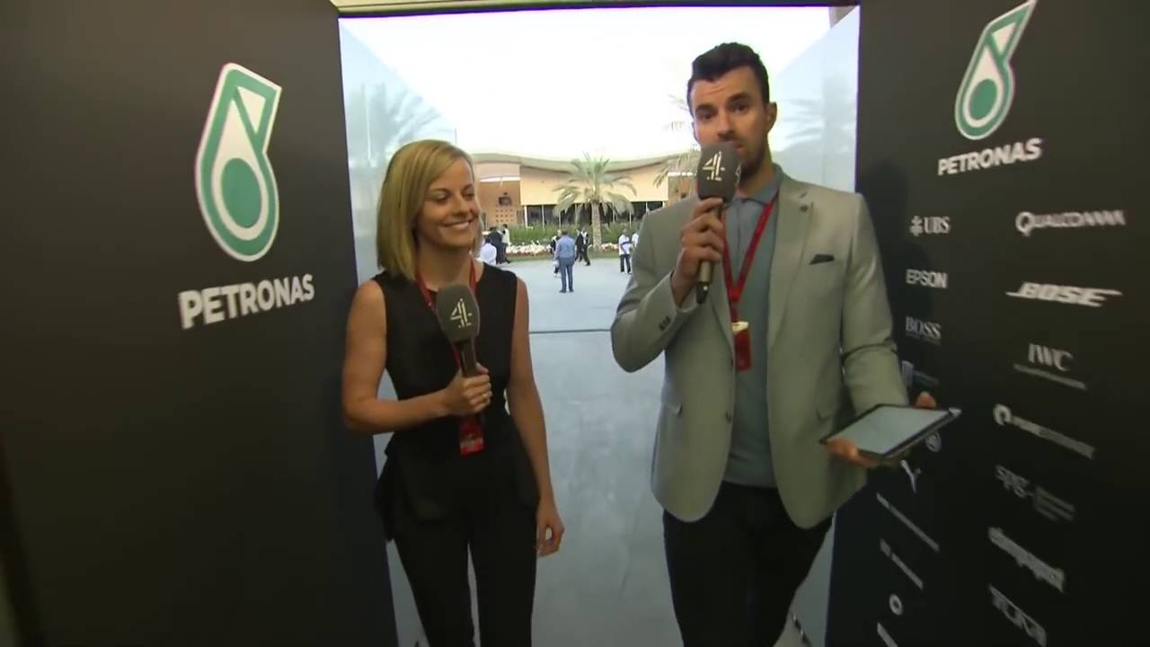 2016 Bahrain Inside the Mercedes garage with Steve Jones and Susie ...