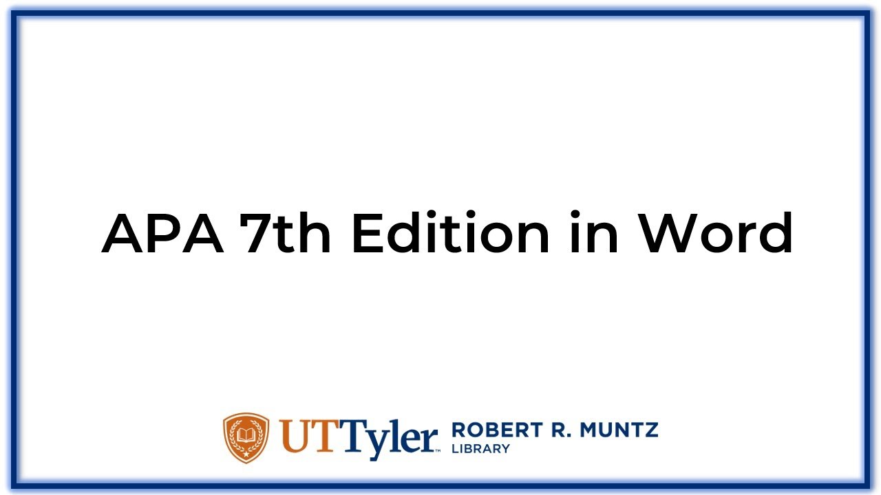APA 7th Edition in Word - YouTube