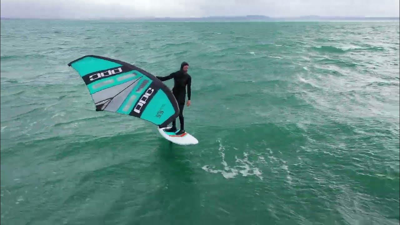 Wing Foiling Downwind NZ Drone - YouTube