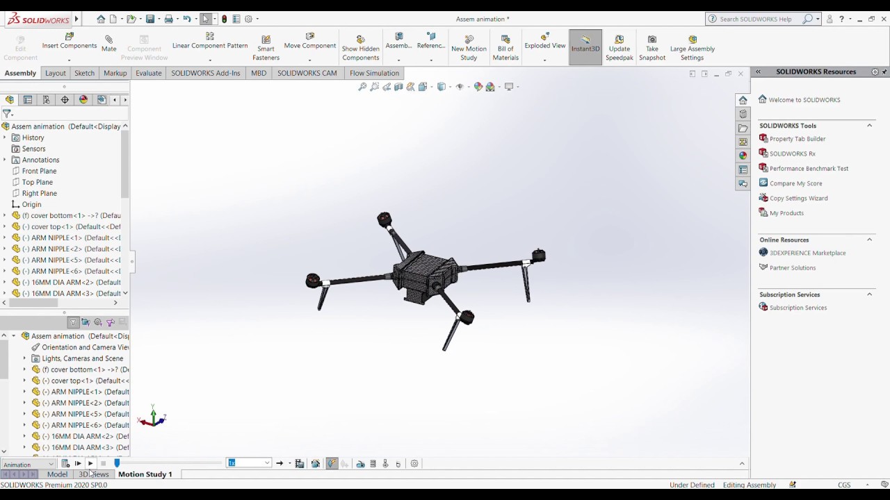 Drone assembly animation in solidwork - YouTube