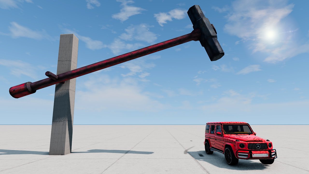 Giant Hammer vs Cars / BeamNG.Drive Game - YouTube