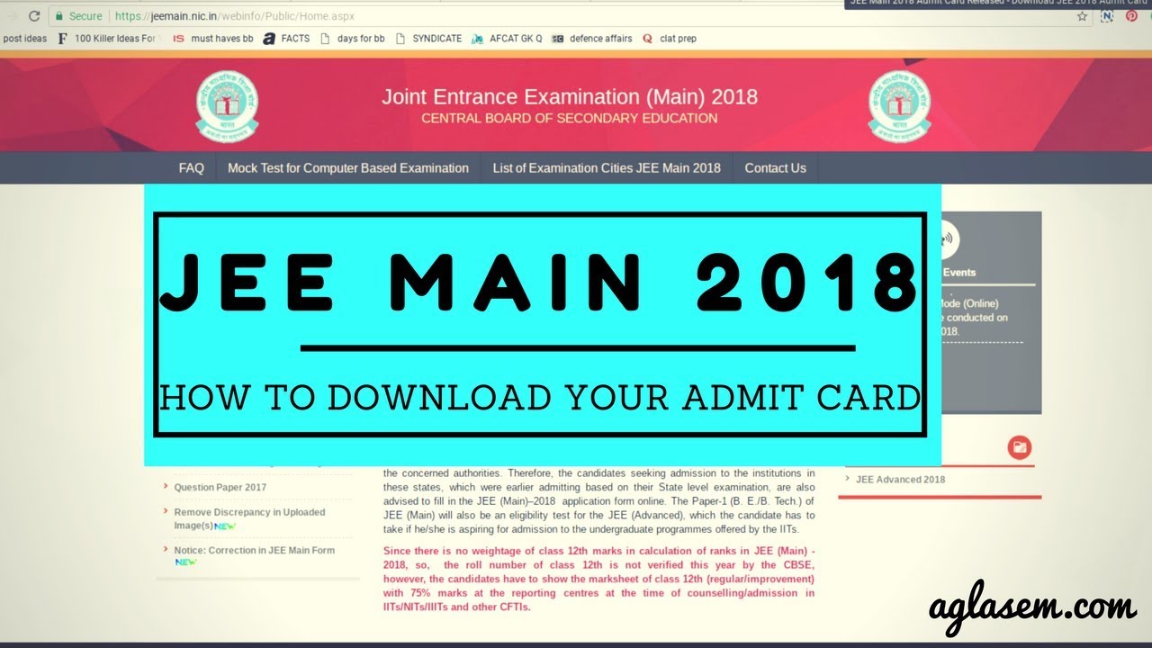 How To Download Your JEE Main 2018 Admit Card - YouTube