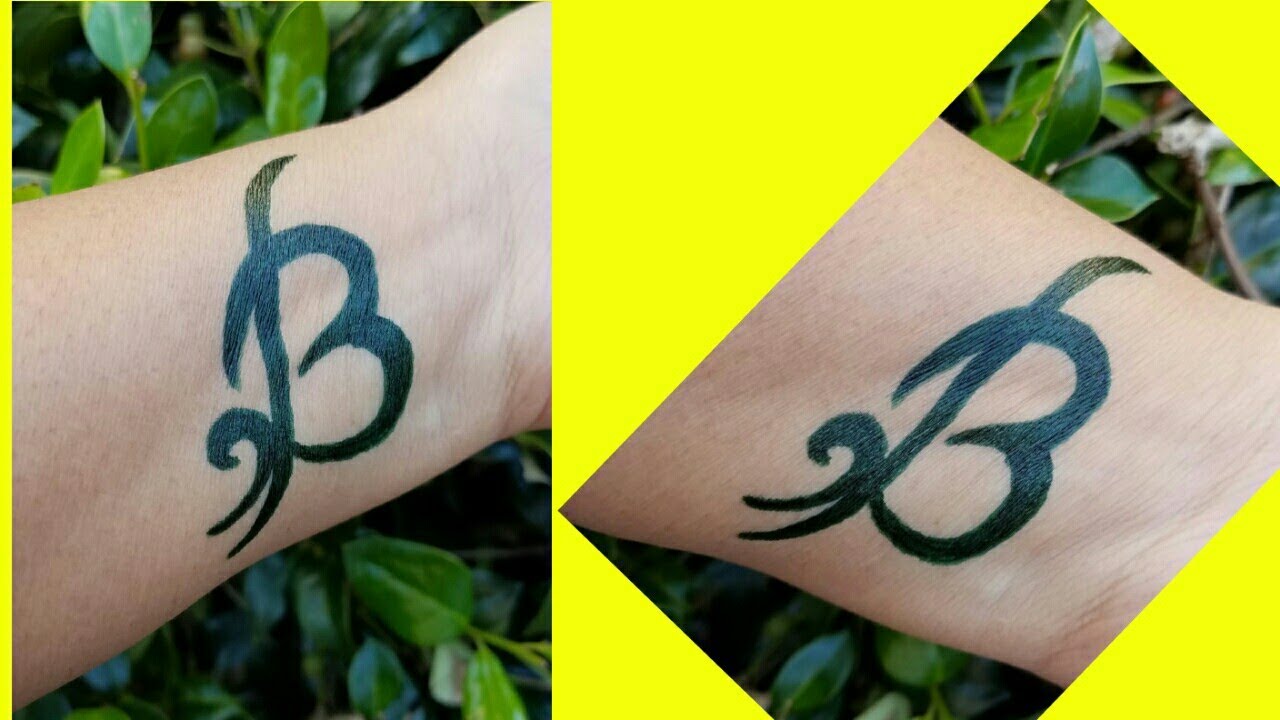 Colour henna Mehndi design alphabet B tattoo - YouTube