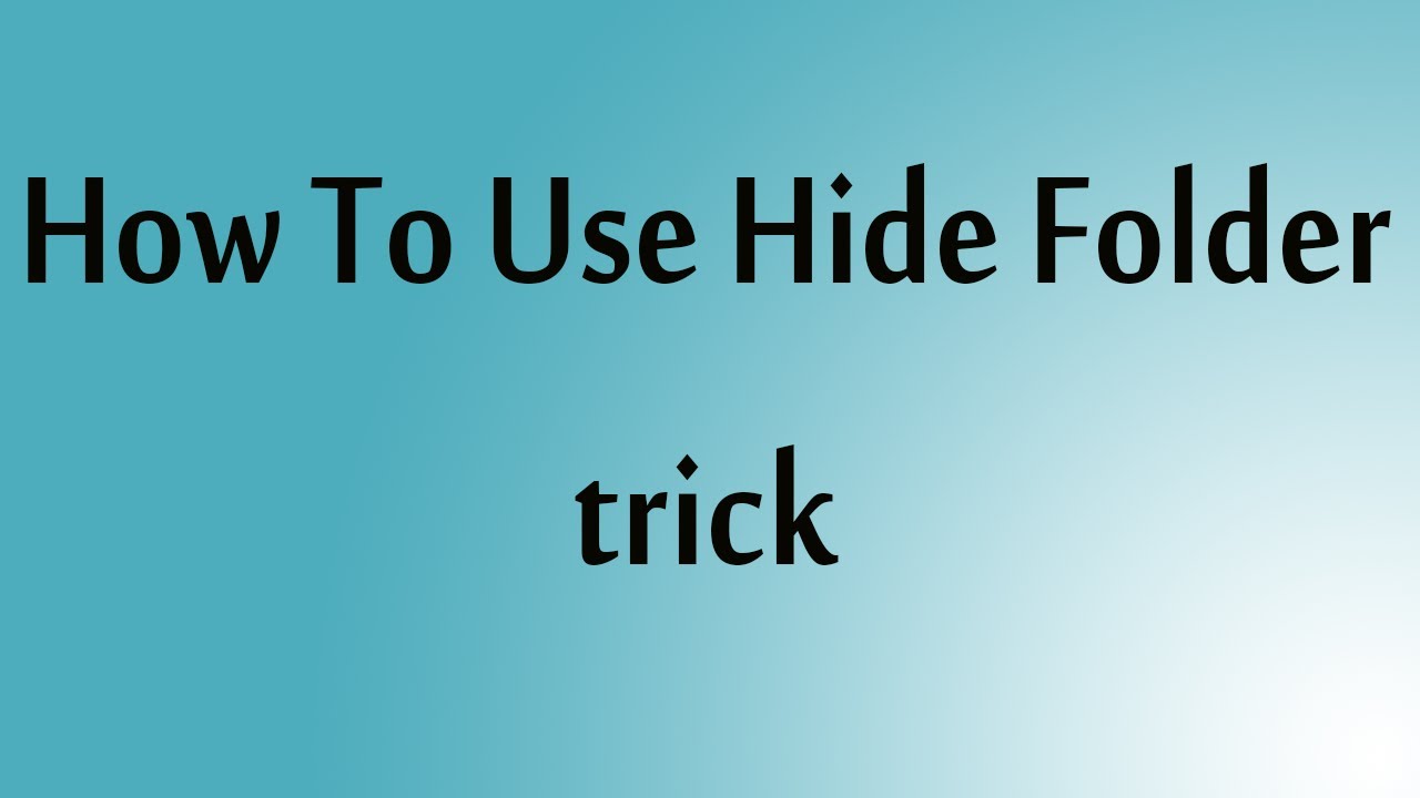 How to hide folders in PC, Computer and Laptops. - YouTube