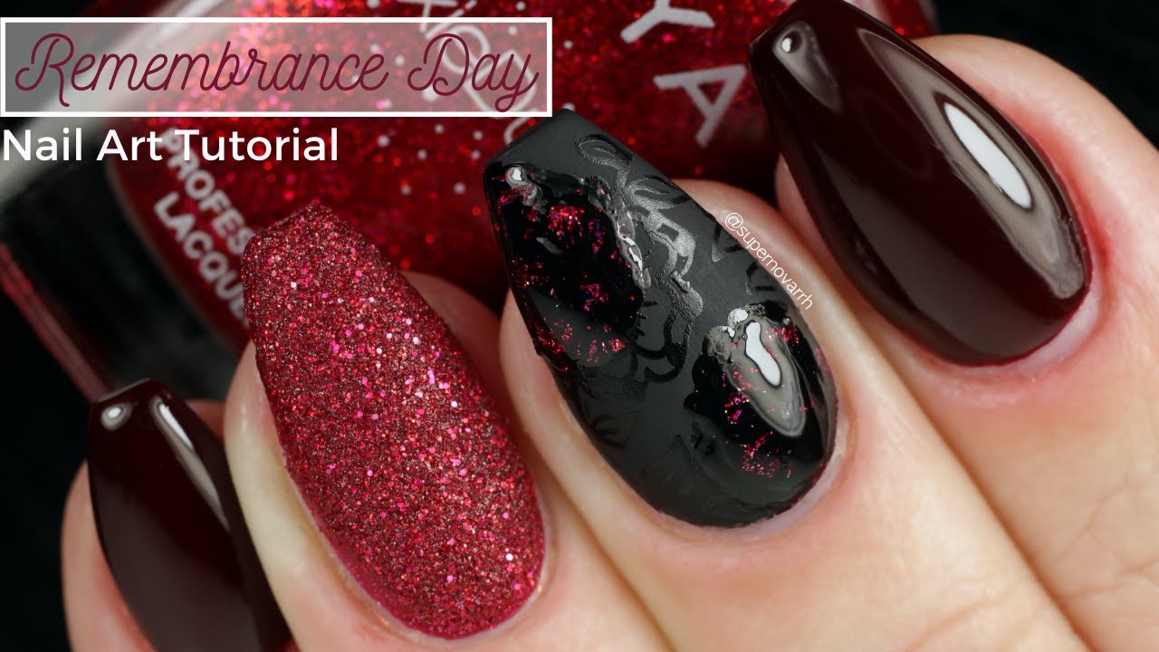 Remembrance Day Poppies Nail Stamping Tutorial - YouTube