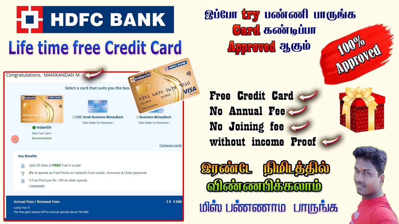 HDFC Bank Life time Free Credit Card Apply Live demo without income ...