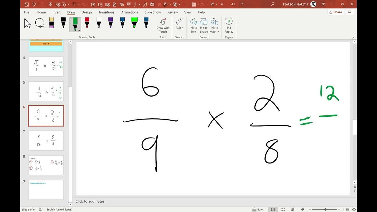 4.7 Multiplying Simple Fractions - Spanish - YouTube