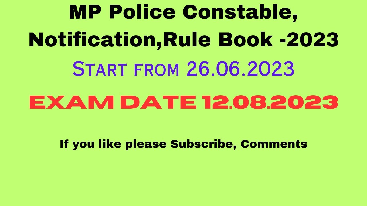 MP Police Constable Notification, Rule Book -2023 - YouTube