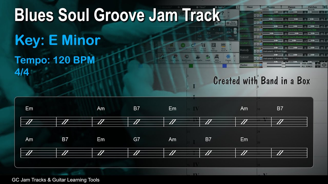 Blues Soul Groove Jam Backing Track 120 BPM - E Minor - YouTube