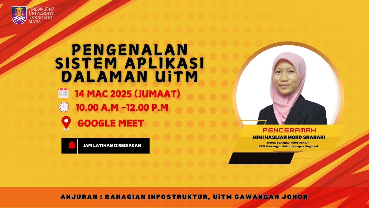 WEBINAR : PENGENALAN SISTEM APLIKASI DALAMAN UiTM - YouTube