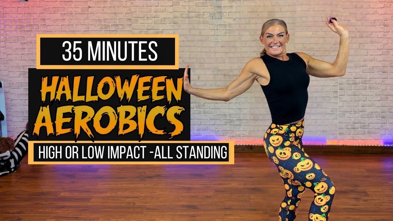 Halloween Aerobics Workout 🎃 | 35-Min All-Standing Cardio (High + Low ...