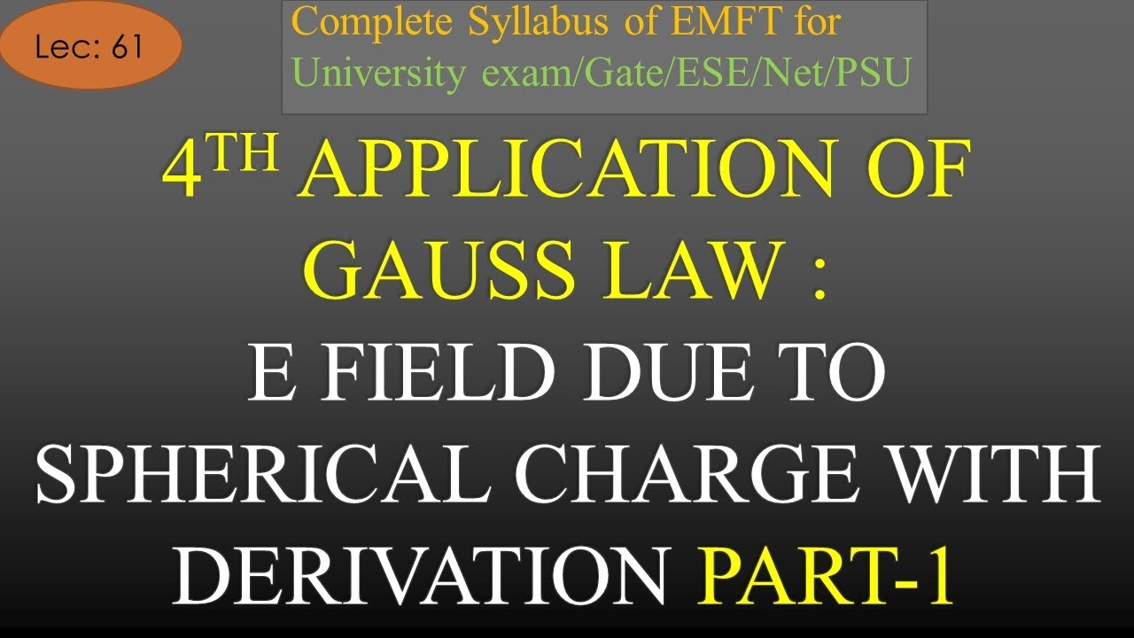 Electric Field due to Spherical Charge Distribution using Gauss Law ...