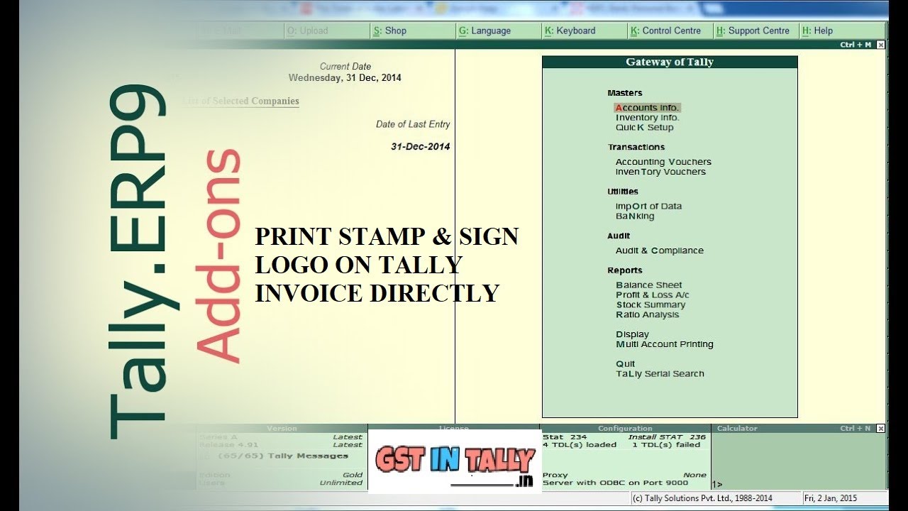 Print Signature & Stamp direct on Invoice in Tally using Add Ons - YouTube