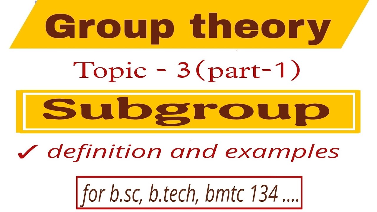 Subgroup|subgroup definition and examples|@vmatics444 - YouTube