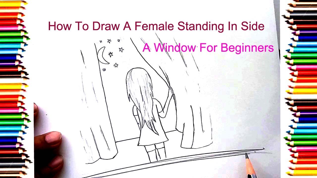 How To Draw A Female Body,Standing In Side A Window For Beginners ...