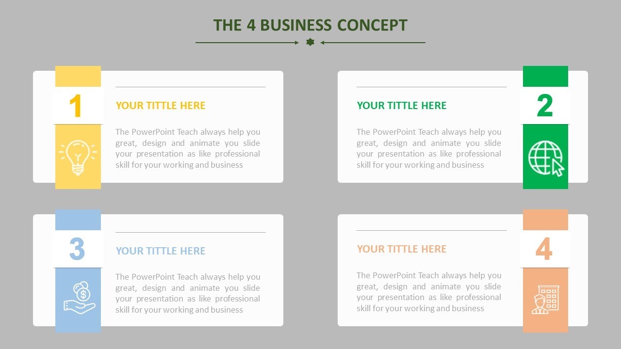 how to create slide THE 4 BUSINESS CONCEPT - YouTube
