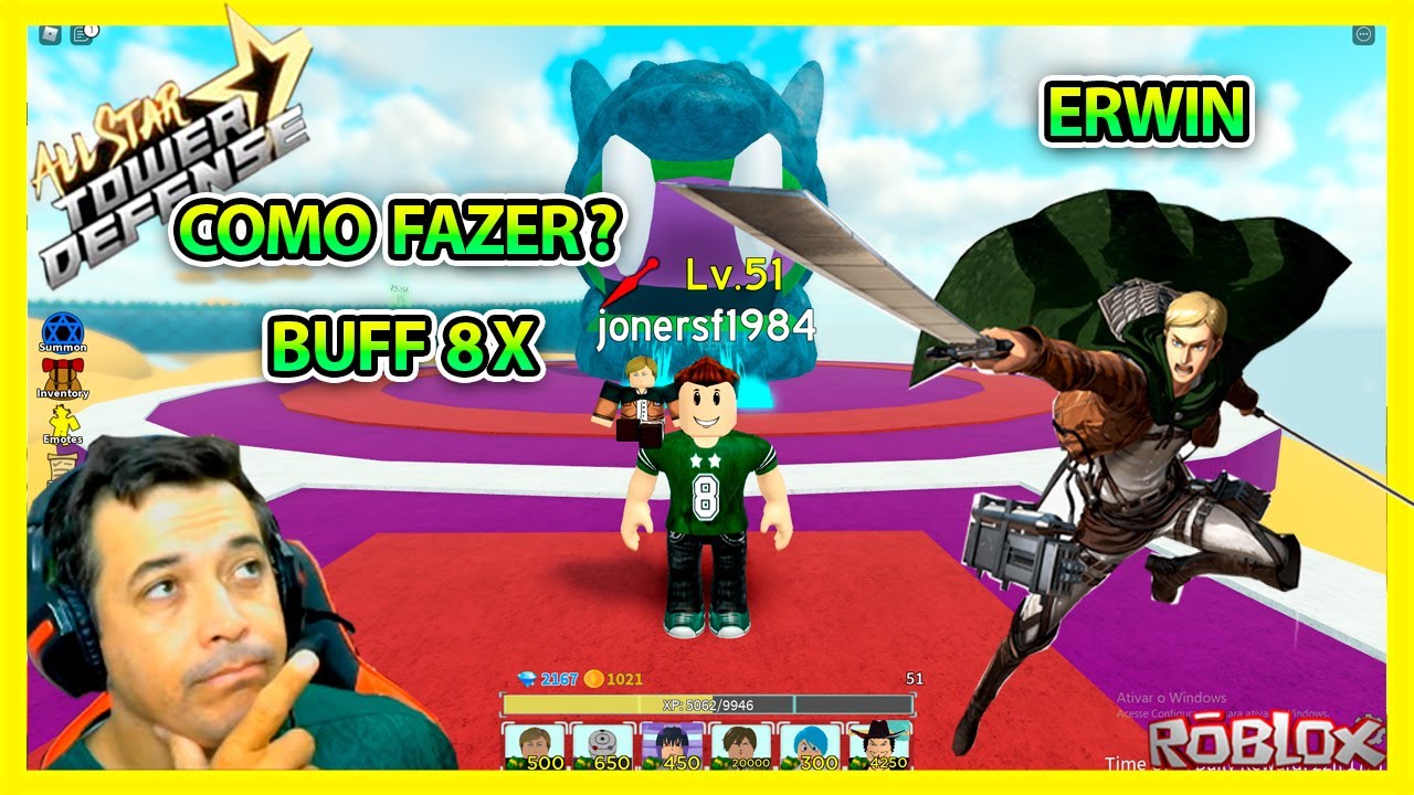 COMO BUGAR O ERWIN? BUFF MULTIPLICADO!!!⚡️ALL STAR TOWER DEFENSE⚡️ ...