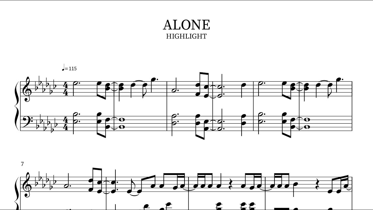 HIGHLIGHT(하이라이트) - Alone Piano Sheet(鋼琴譜피아노 악보) - YouTube