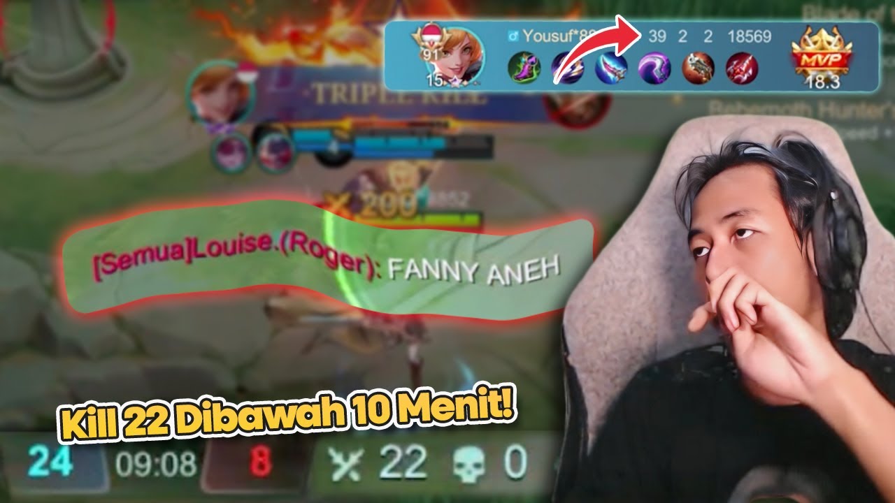 Kill 22 Dibawah 10 Menit ️Dasar Fanny ANEH 😭😭😭 - Mobile Legends - YouTube