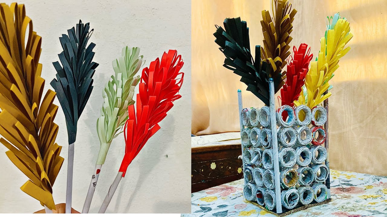 How to Make Flower Vase From Newspaper | Paper Craft | NewsPaper Hacks ...
