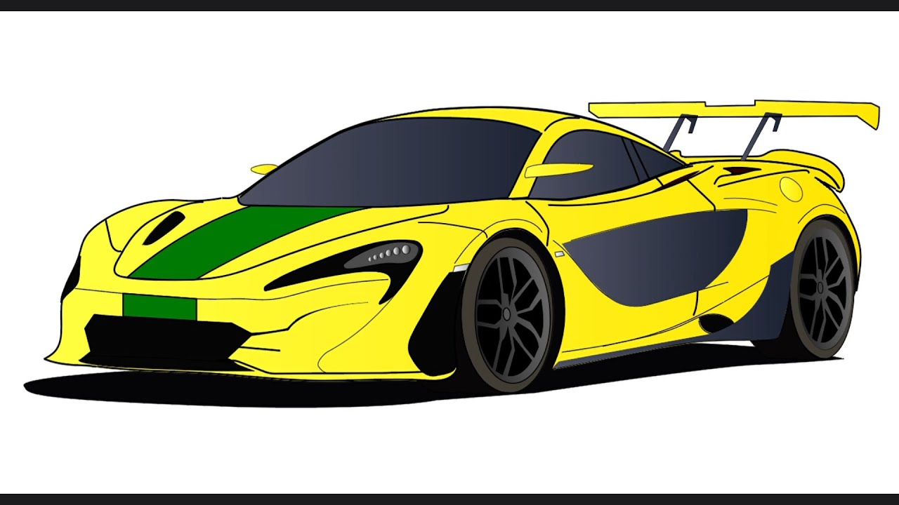 How to draw a MCLAREN P1 GTR / drawing mclaren p1 gtr sports car step ...